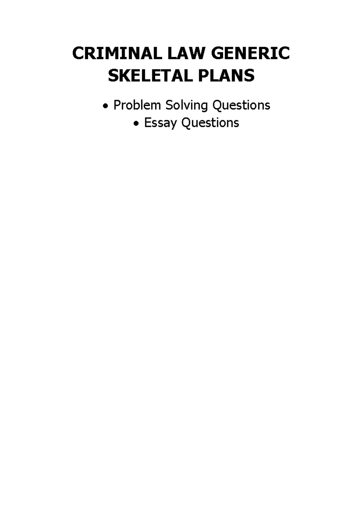 Criminal Law Generic Skeletal Plan Struc - CRIMINAL LAW GENERIC ...