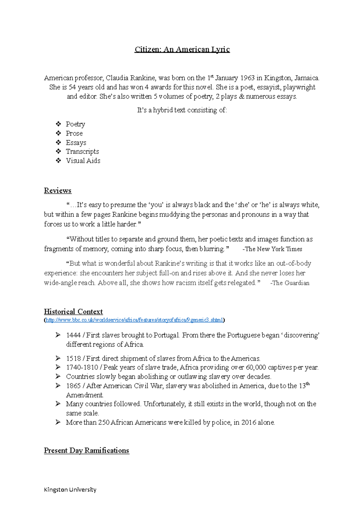 Citizen: An American Lyric Presentation - Citizen: An American Lyric ...