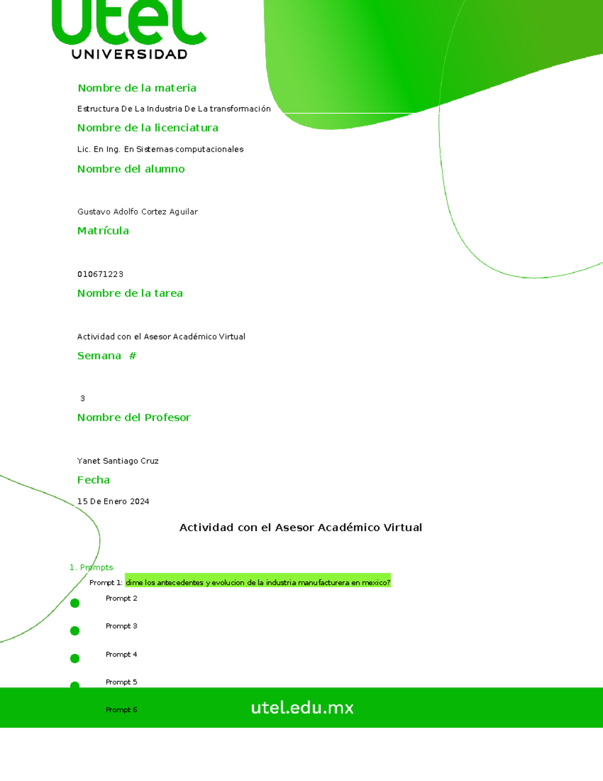 Formato Utel Utel Plus (Descargar documento desde Archivo) - Nombre de ...