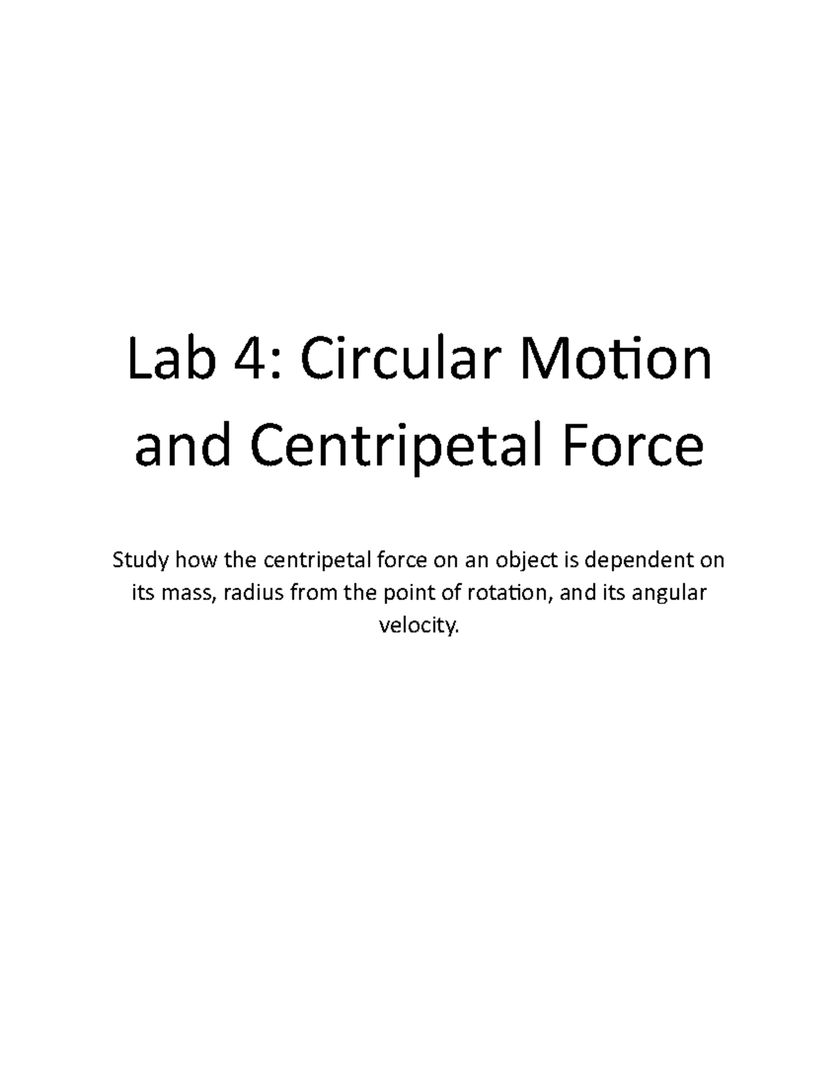 Circular Motion and Centripetal Force Study - Studocu