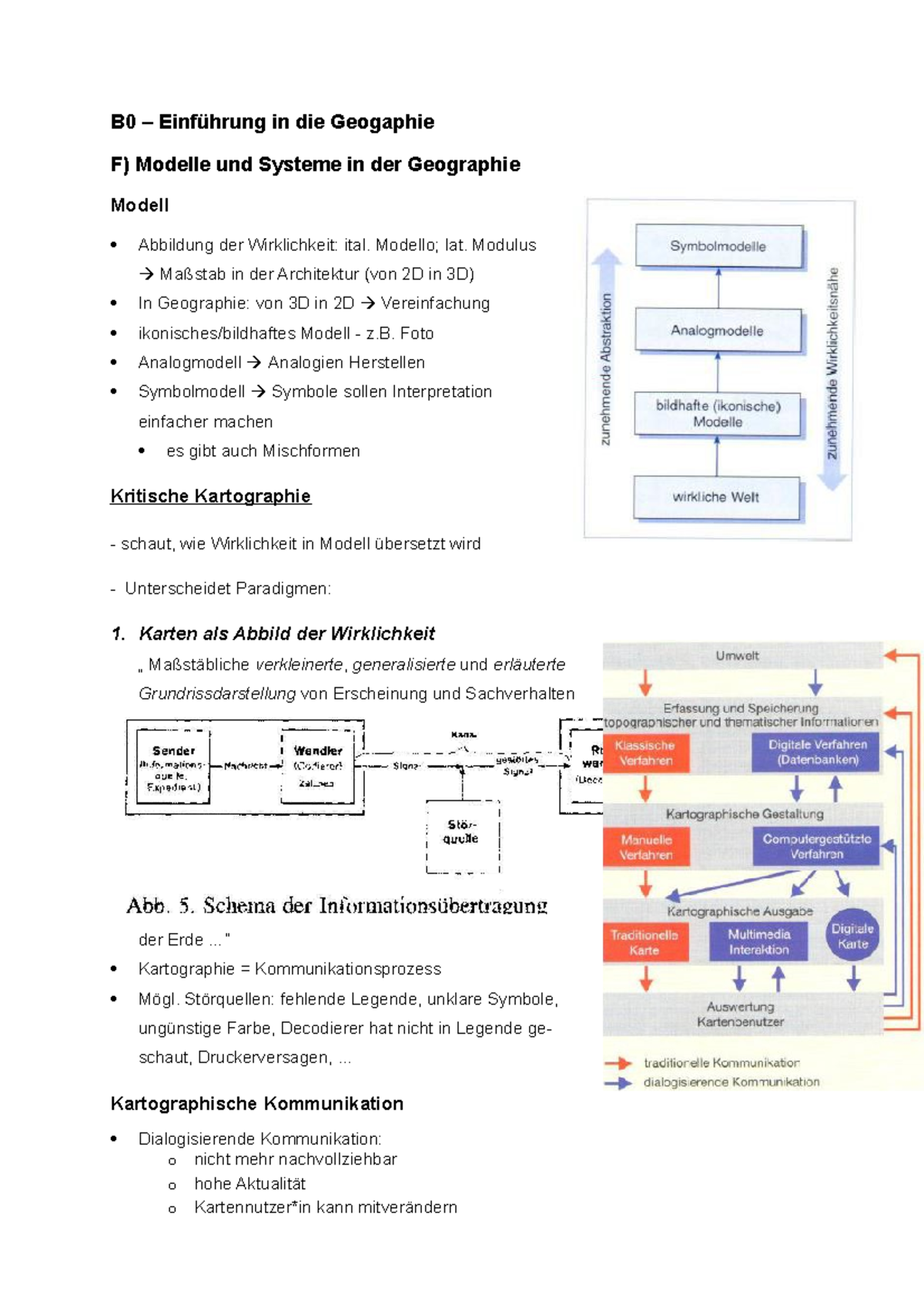 Zusammenfassung Modelle und Systeme in der Geographie - B0 – Einführung ...