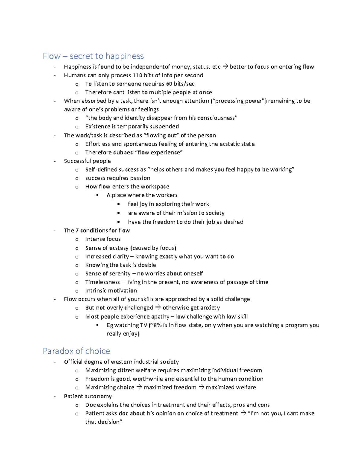 Rec 100 - video notes - Flow – secret to happiness Happiness is found ...