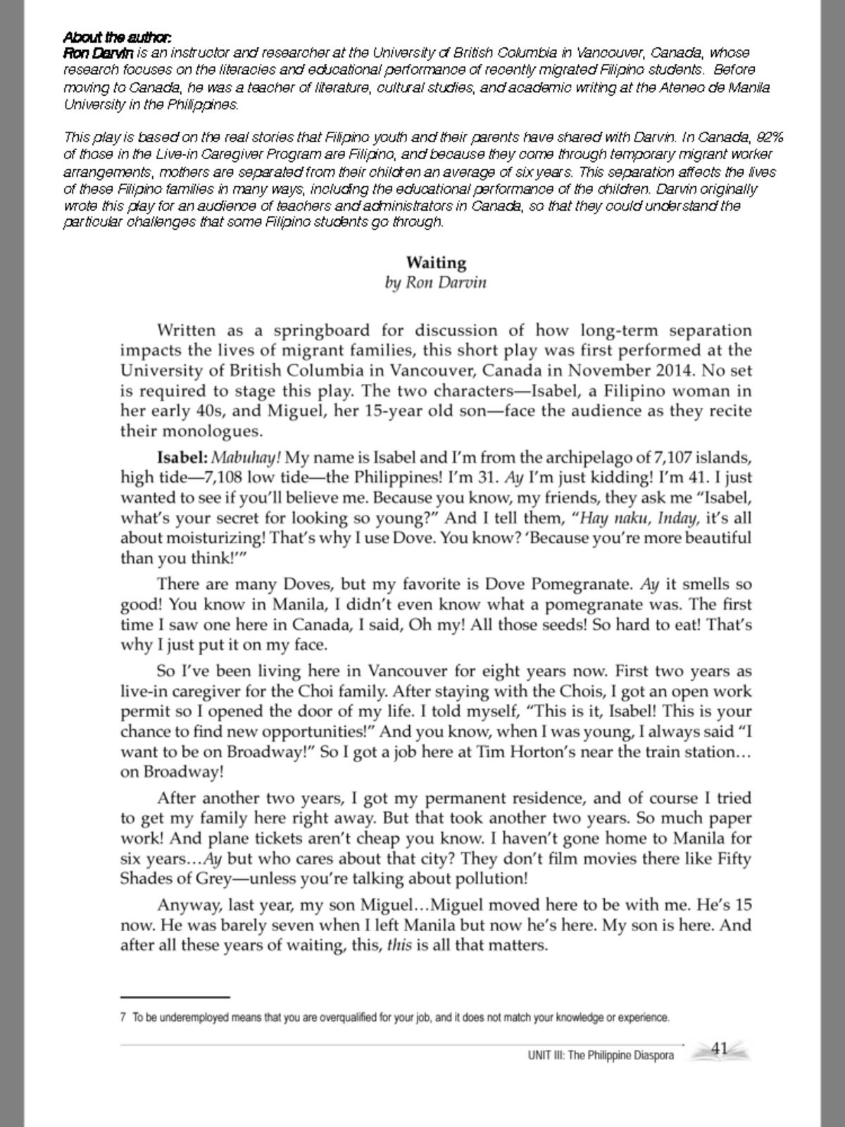 Waiting a play In M Uychoco Ed 21st cent - About the author:! Ron ...