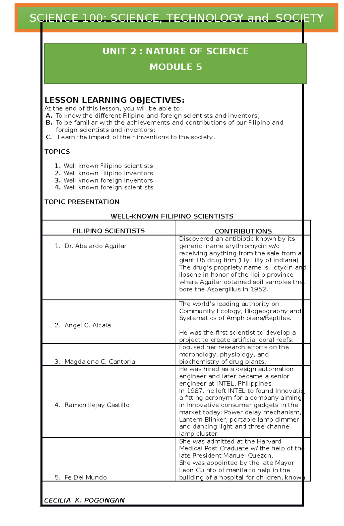 Module-5-STS test -_____ - D life more and more LESSON LEARNING ...
