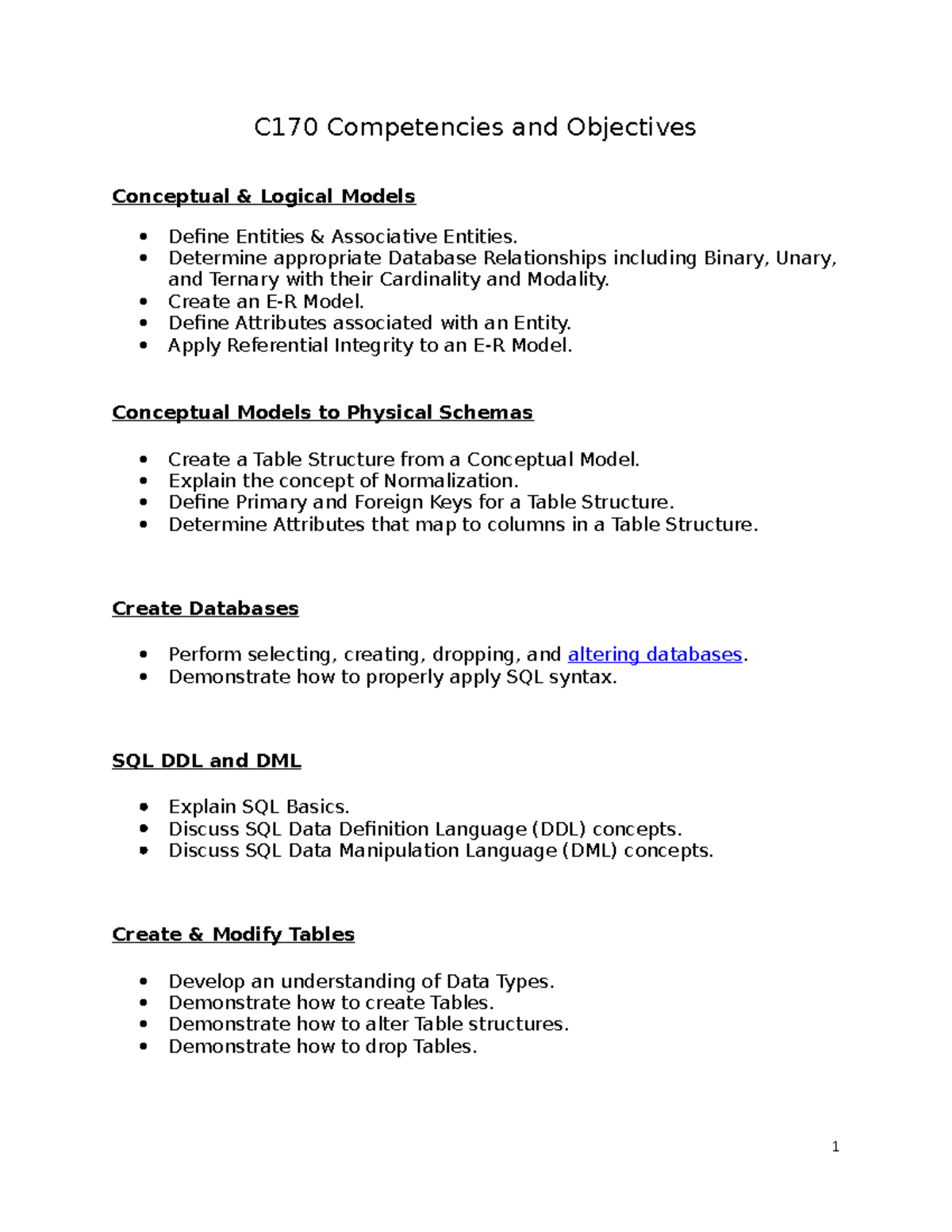 C170 Study Guide 120921 - C170 Competencies and Objectives Conceptual ...