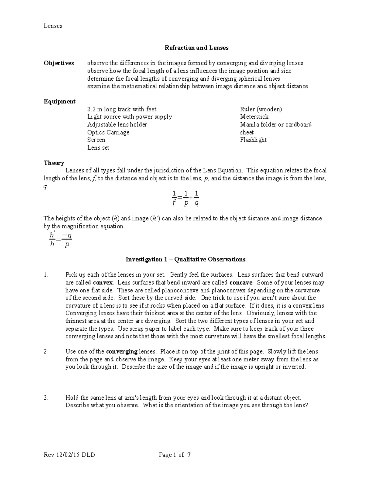 Refraction rev1215 - Exams/Notes/Homework/Practice Material ...