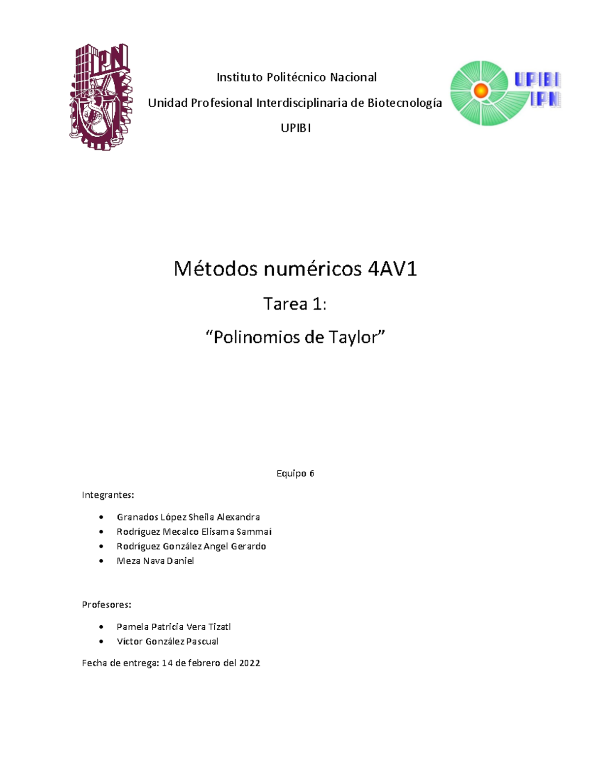 T1 E6 Polinomio de Taylor - Instituto PolitÈcnico Nacional Unidad ...