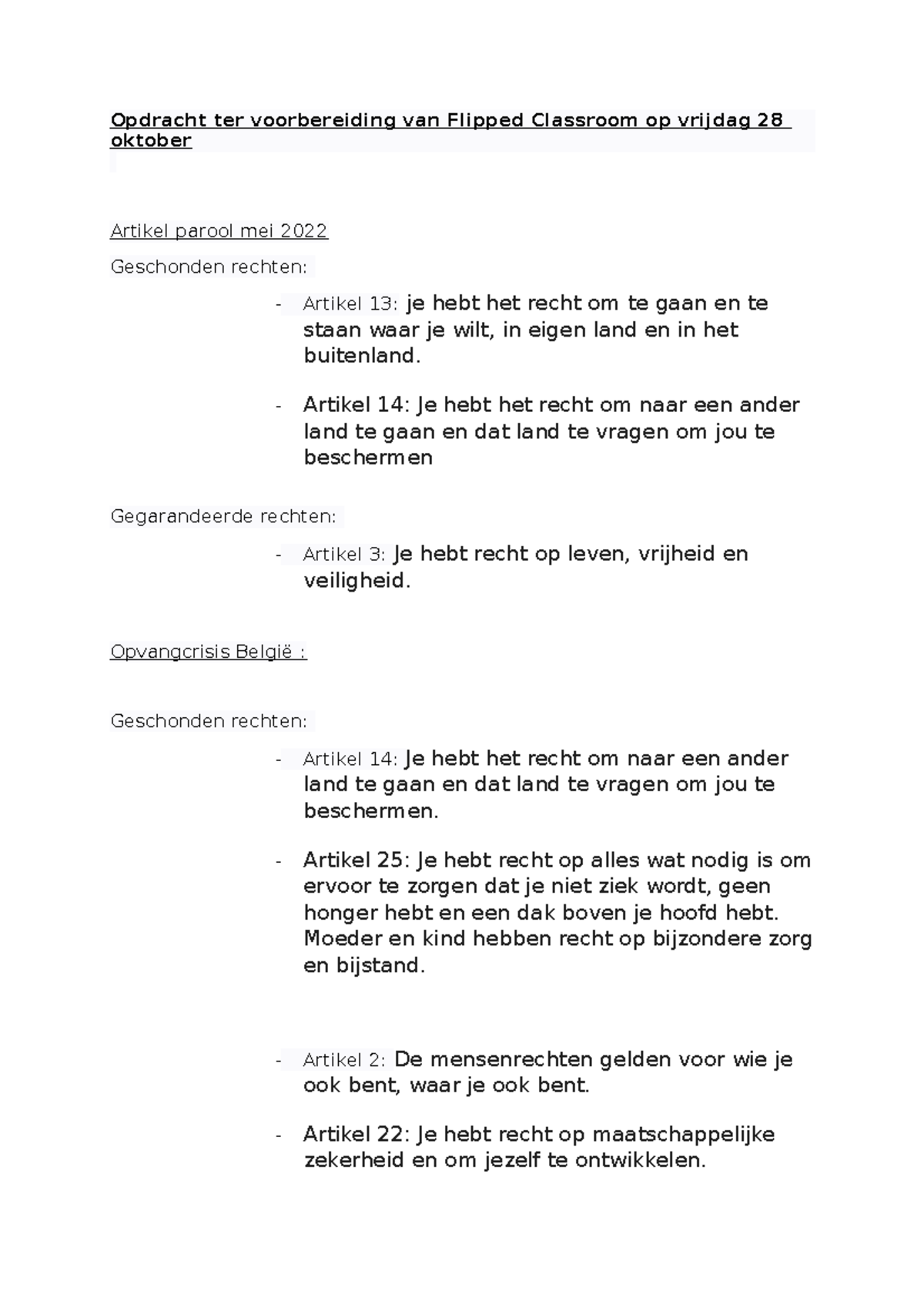 Opdracht ter voorbereiding van Flipped Classroom op vrijdag 28 oktober ...