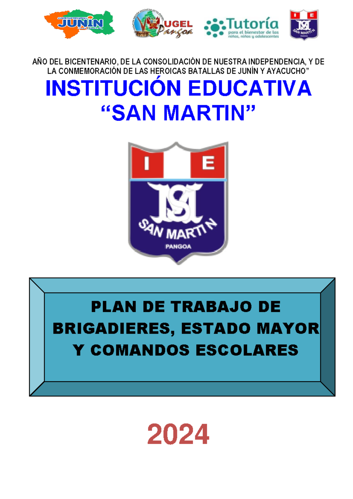 PLAN DE Trabajo DE Brigadieres Y Comandos 2024 - AÑO DEL BICENTENARIO ...