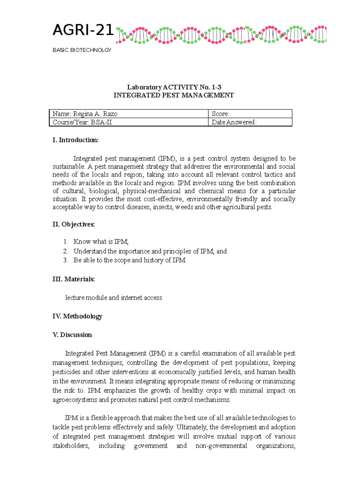 CPT Lab. No. 1-3 - Crop protection - BASIC BIOTECHNOLGY Laboratory ...