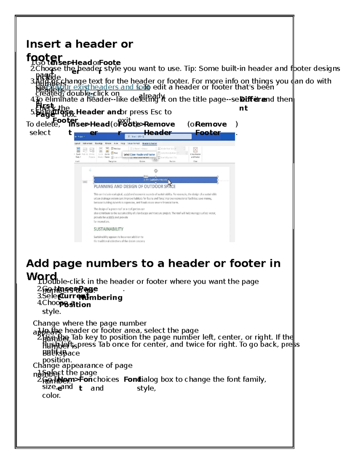 Document Ch Kkj Ms Word Training Manual Insert A Header Or Footer