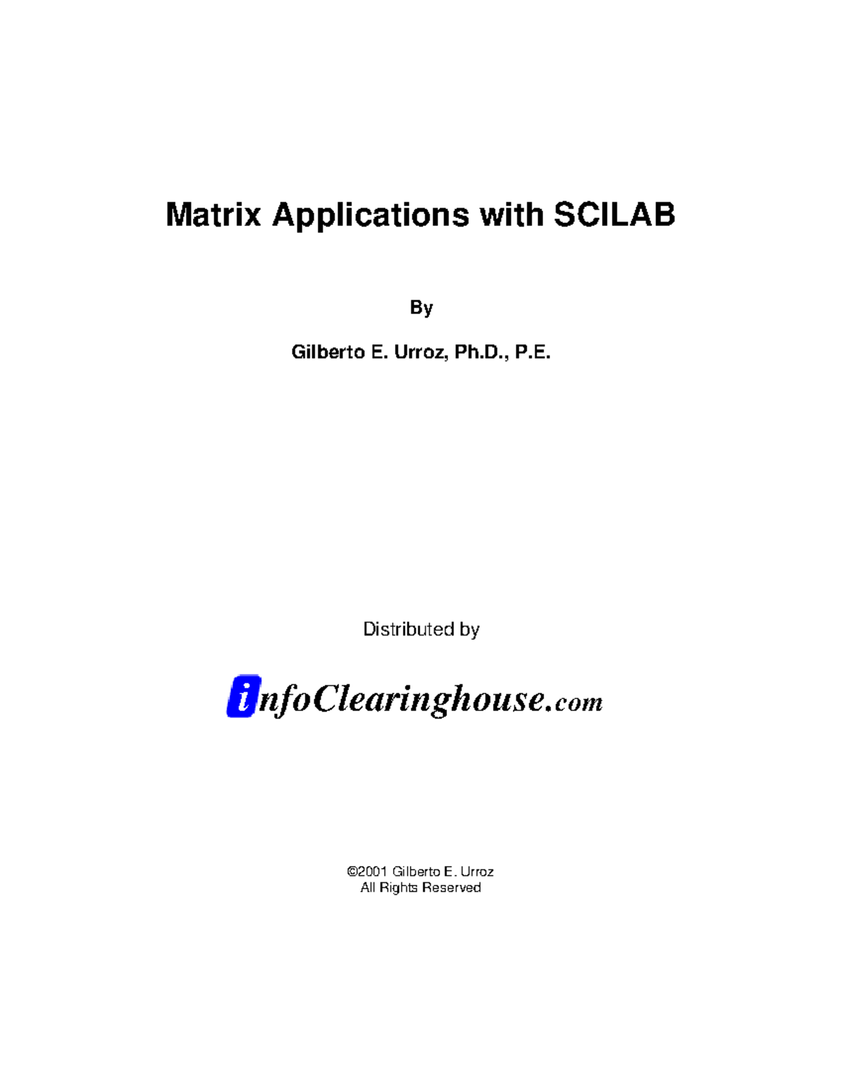 Matrix Applications with Scilab - Gilberto E. Urroz - 2001 - Matrix ...