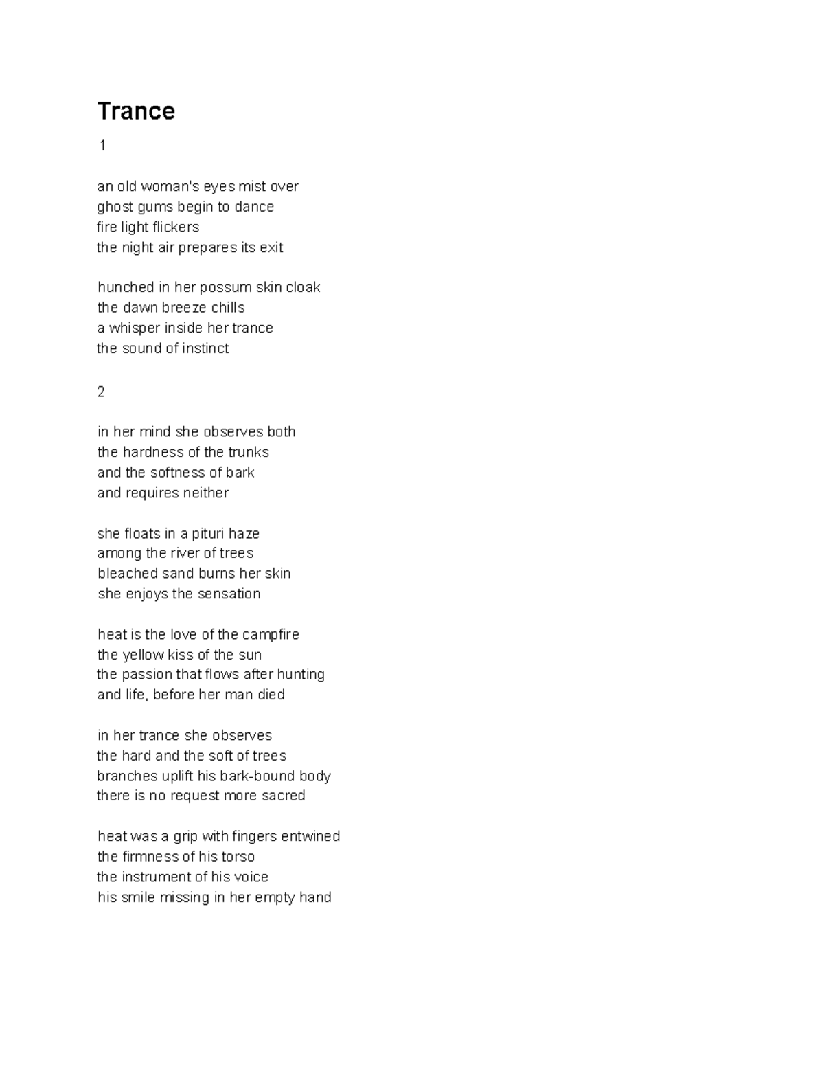 Cobby Eckermann - Prescribed Poems-5 - Trance 1 an old woman's eyes mist over ghost gums begin ...