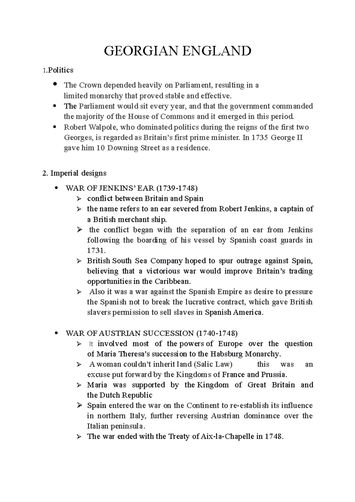Georgian England 11 - Lecture notes 11 - GEORGIAN ENGLAND 1 The Crown ...