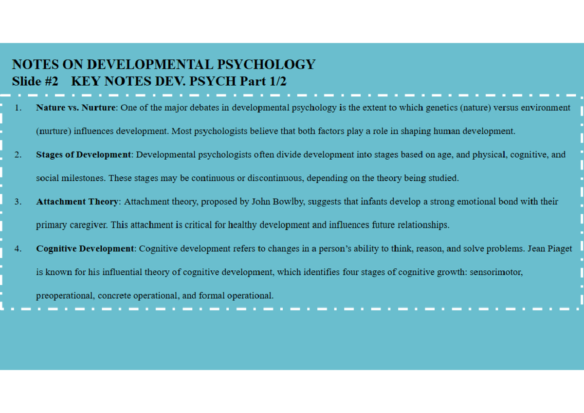 Developmental Psychology Notes - NOTES ON DEVELOPMENTAL PSYCHOLOGY ...