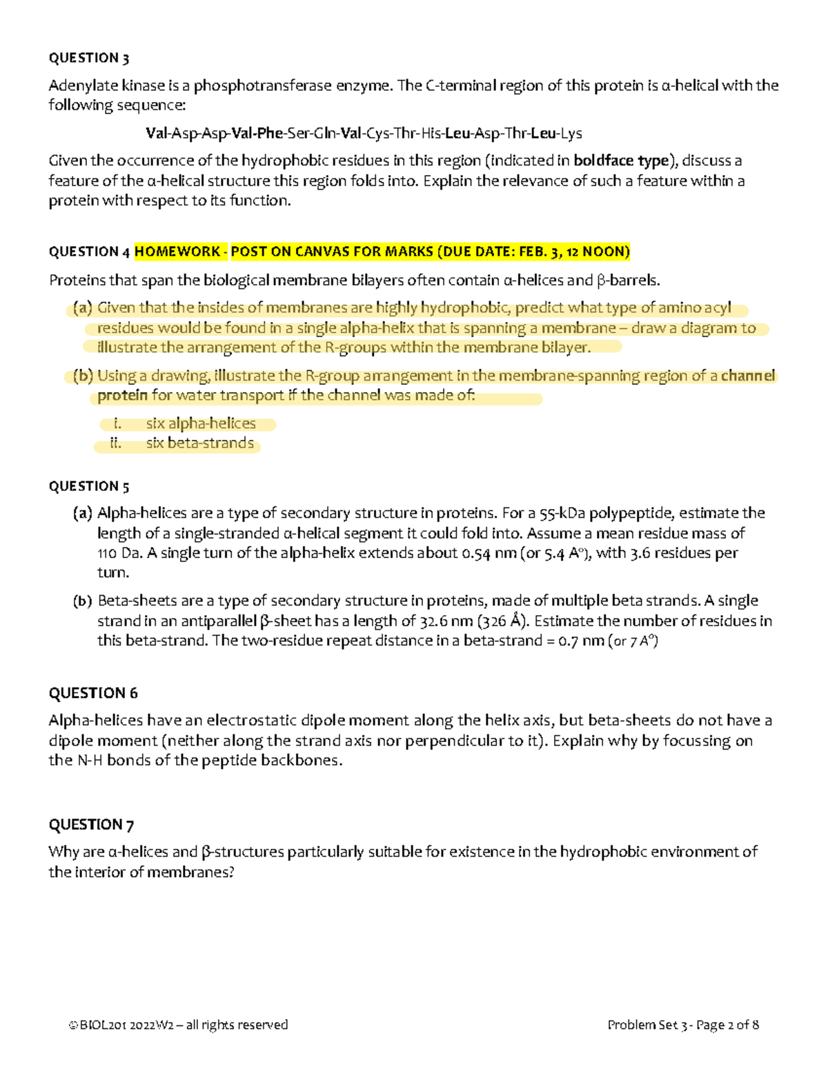 Ps4 230202 230124 - HW 3 - © BIOL201 20 22 W2 – all rights reserved Problem Set 3 - Page 2 of 8 ...