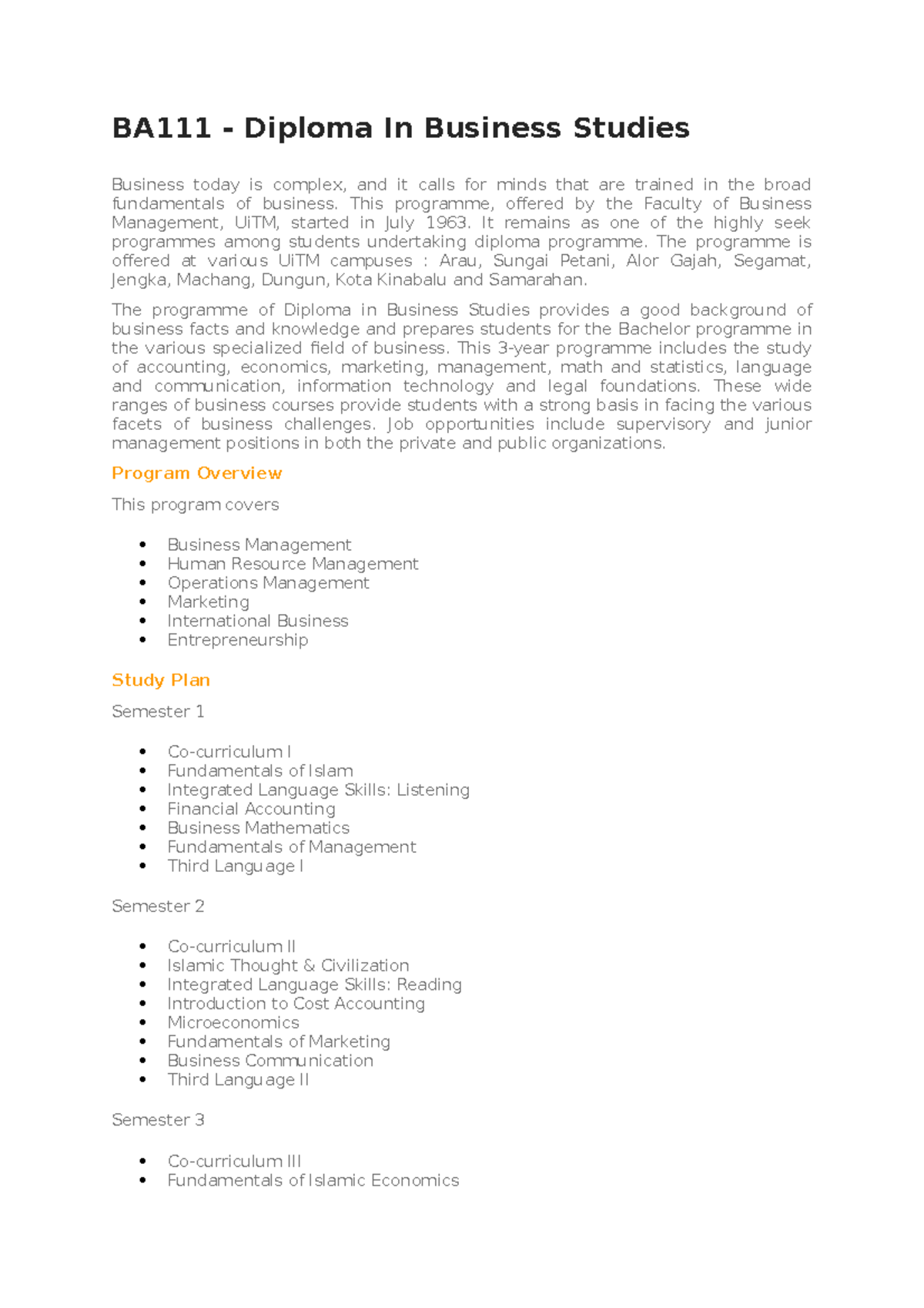 BA111 - gffhj - BA111 - Diploma In Business Studies Business today is ...