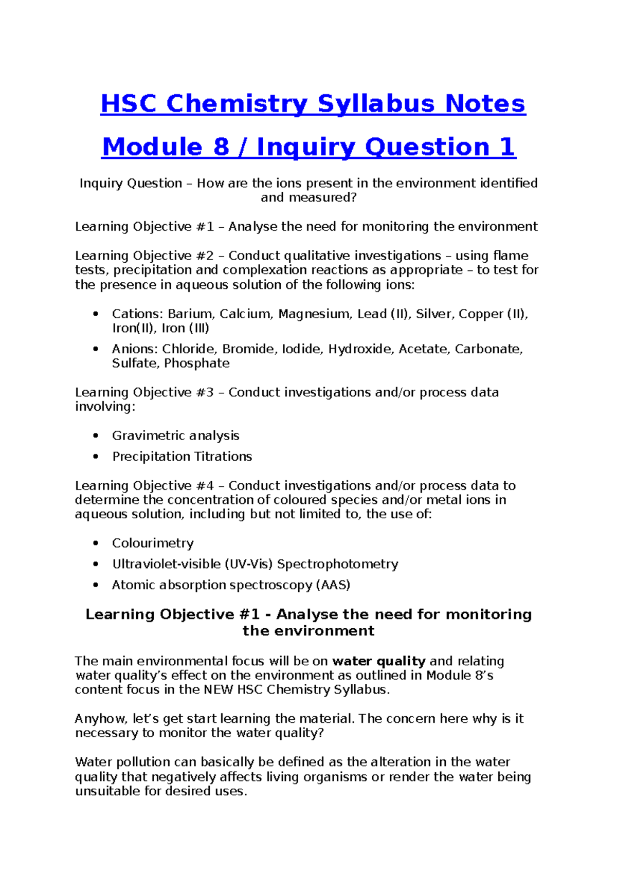 HSC Chemistry Syllabus Notes Module 8 2023 - Anyhow, let’s get start ...
