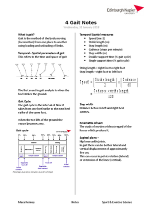 4 Gait Lab - In Lab Gait Notes - Practical 4. Gait analysis Aim By the ...