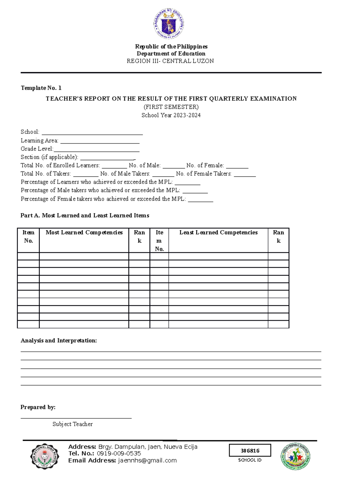Template-1 - ffh - 306816 SCHOOL ID Republic of the Philippines ...