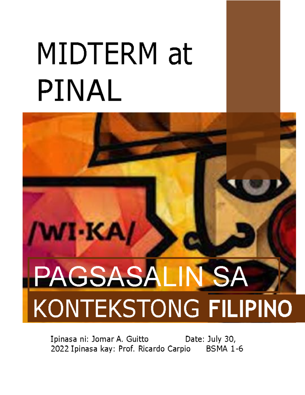 Pagsasalin ng mga salita - MIDTERM at PINAL KONTEKSTONG FILIPINO ...