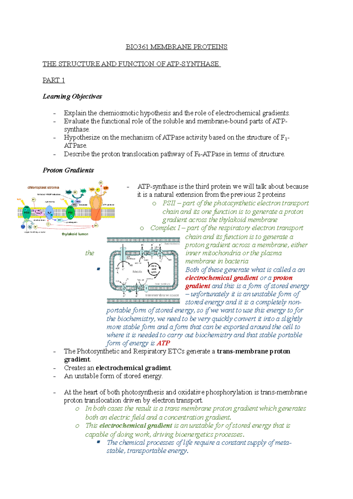 18&19 The Structure and Function of ATP-synthase - BIO361 MEMBRANE ...