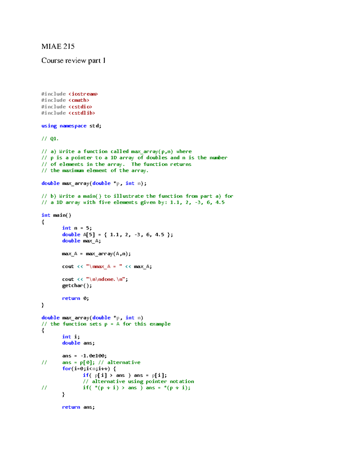 Course Review Part1_2021 - MIAE 215 Course review part 1 #include #include #include #include ...