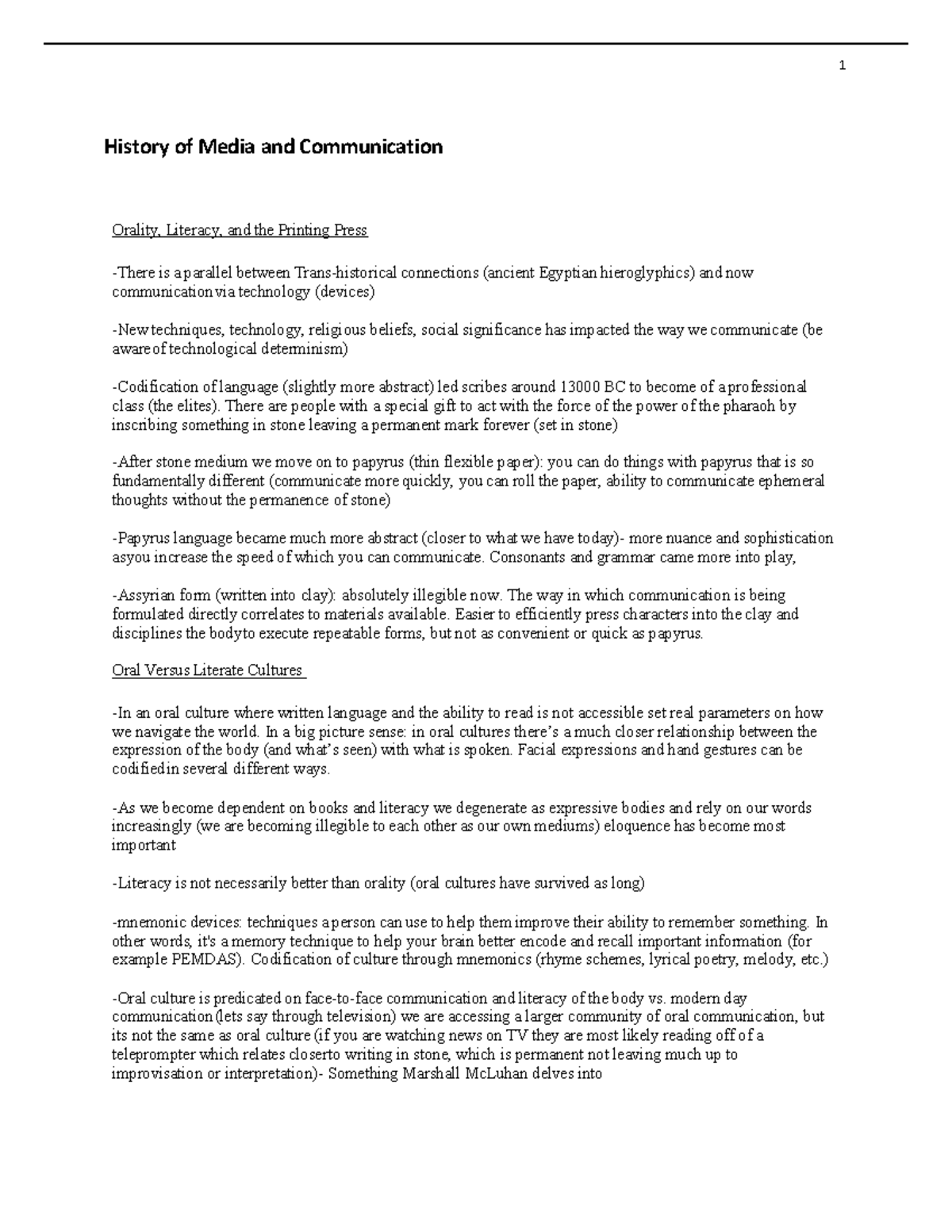 History of Media and Communication - 1 History of Media and ...