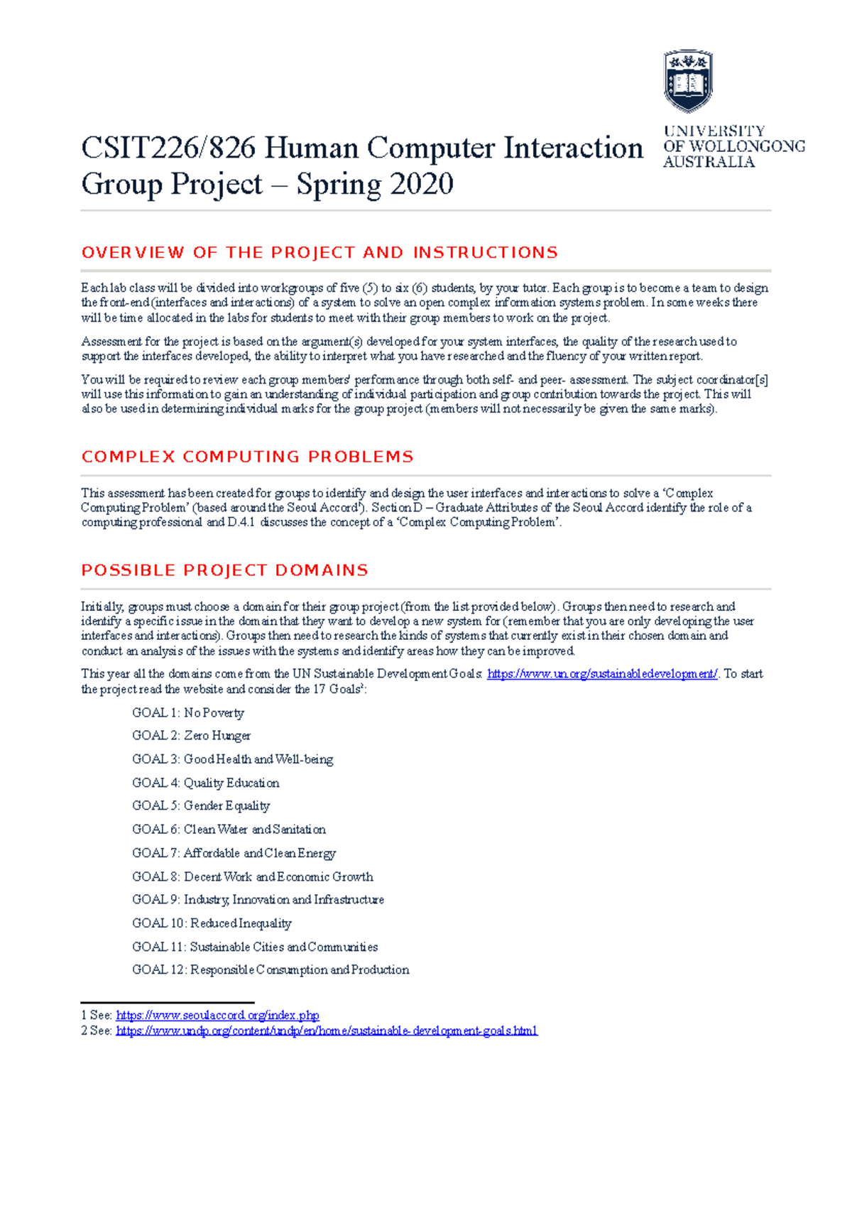 CSIT226 Group Project 2020 - CSIT226/826 Human Computer Interaction Group Project – Spring 2020 ...