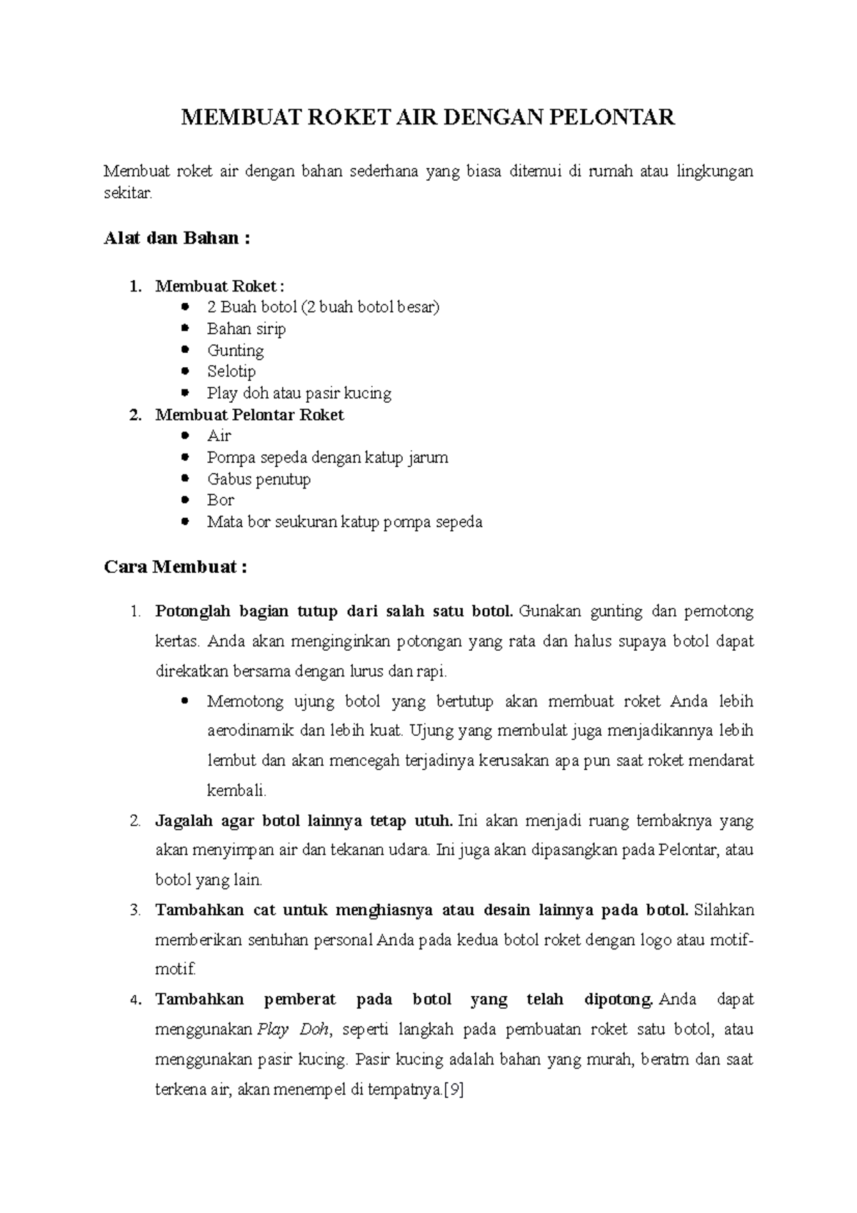 Tugas cara membuat roket air dengan pelontar - MEMBUAT ROKET AIR DENGAN ...