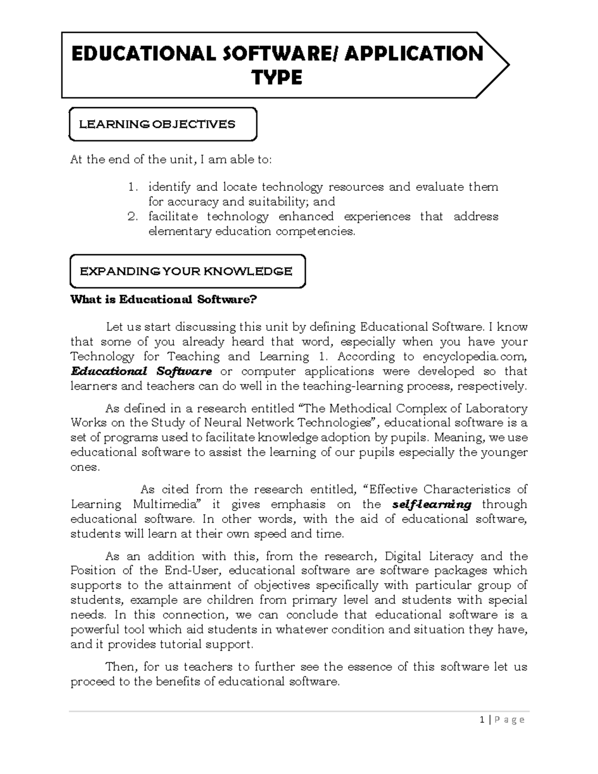 2.- Educational- Software- Application-TYPE - At the end of the unit, I ...