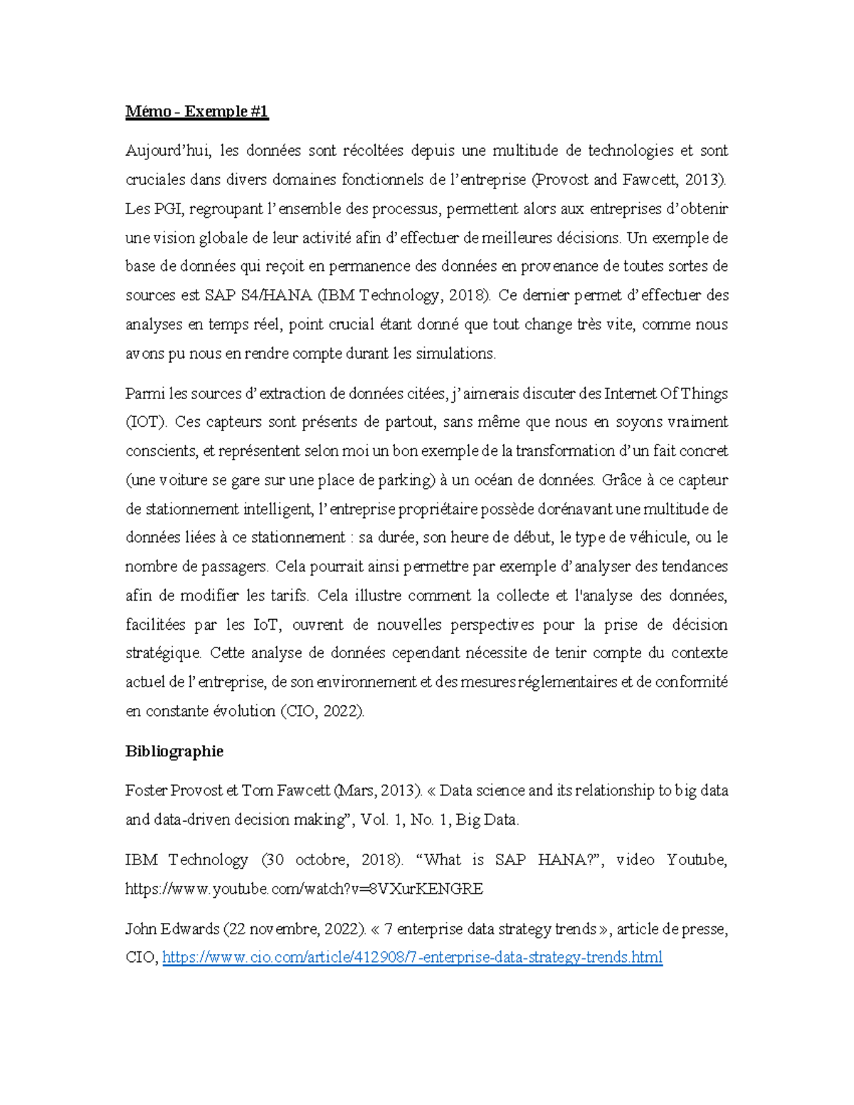 Mémos Exemples - Exemple de Mémos CIO - Mémo - Exemple # Aujourd’hui ...