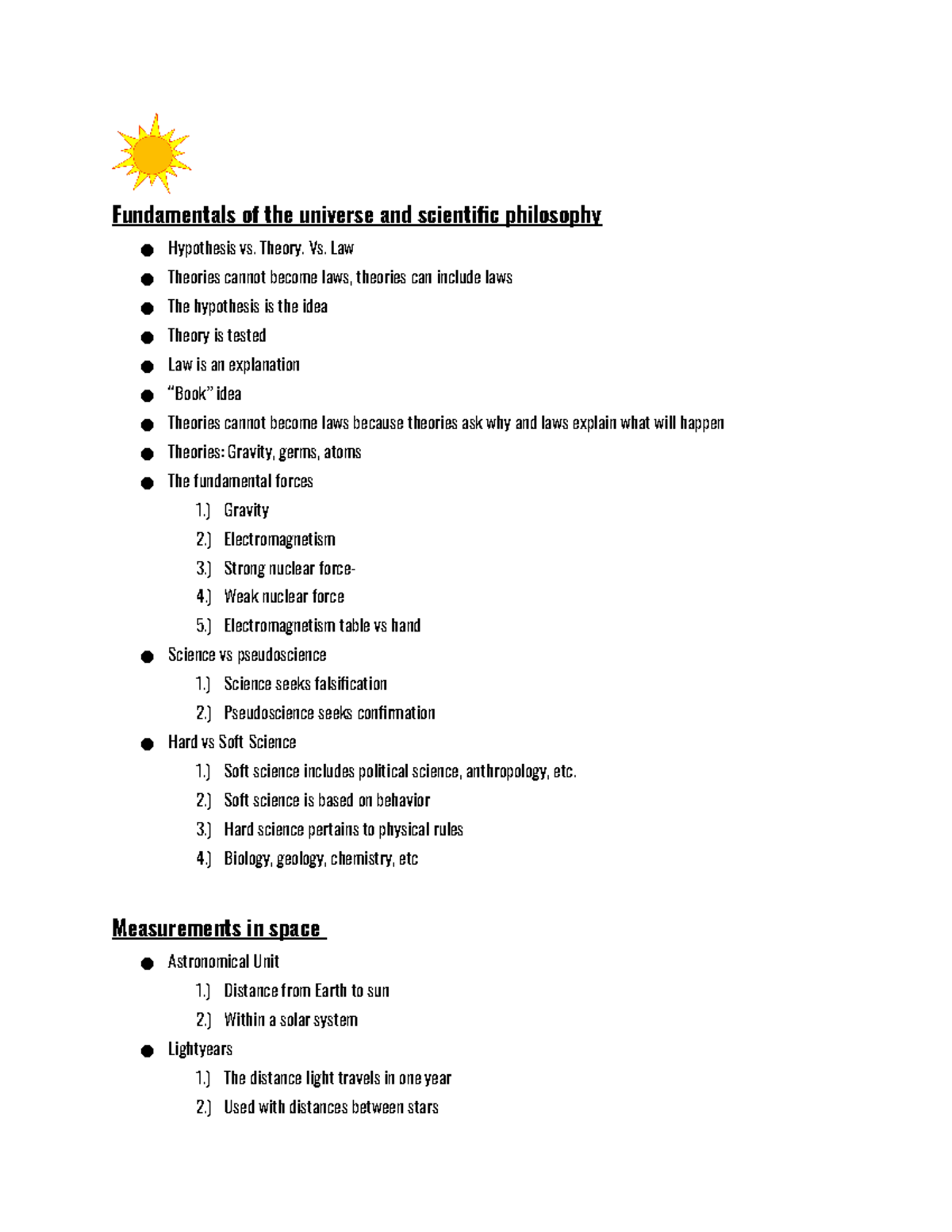 Astronomy Test Guide #1 - Fundamentals of the universe and scientific ...