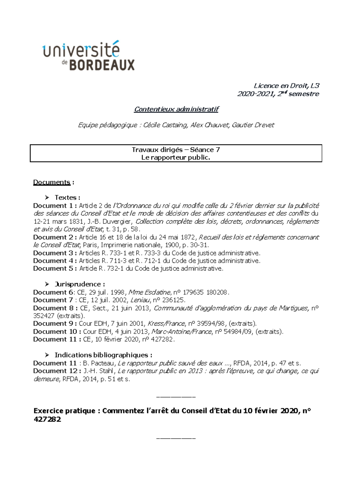 Travaux dirigés – Séance 7 Le rapporteur public - L3 - Licence en Droit ...