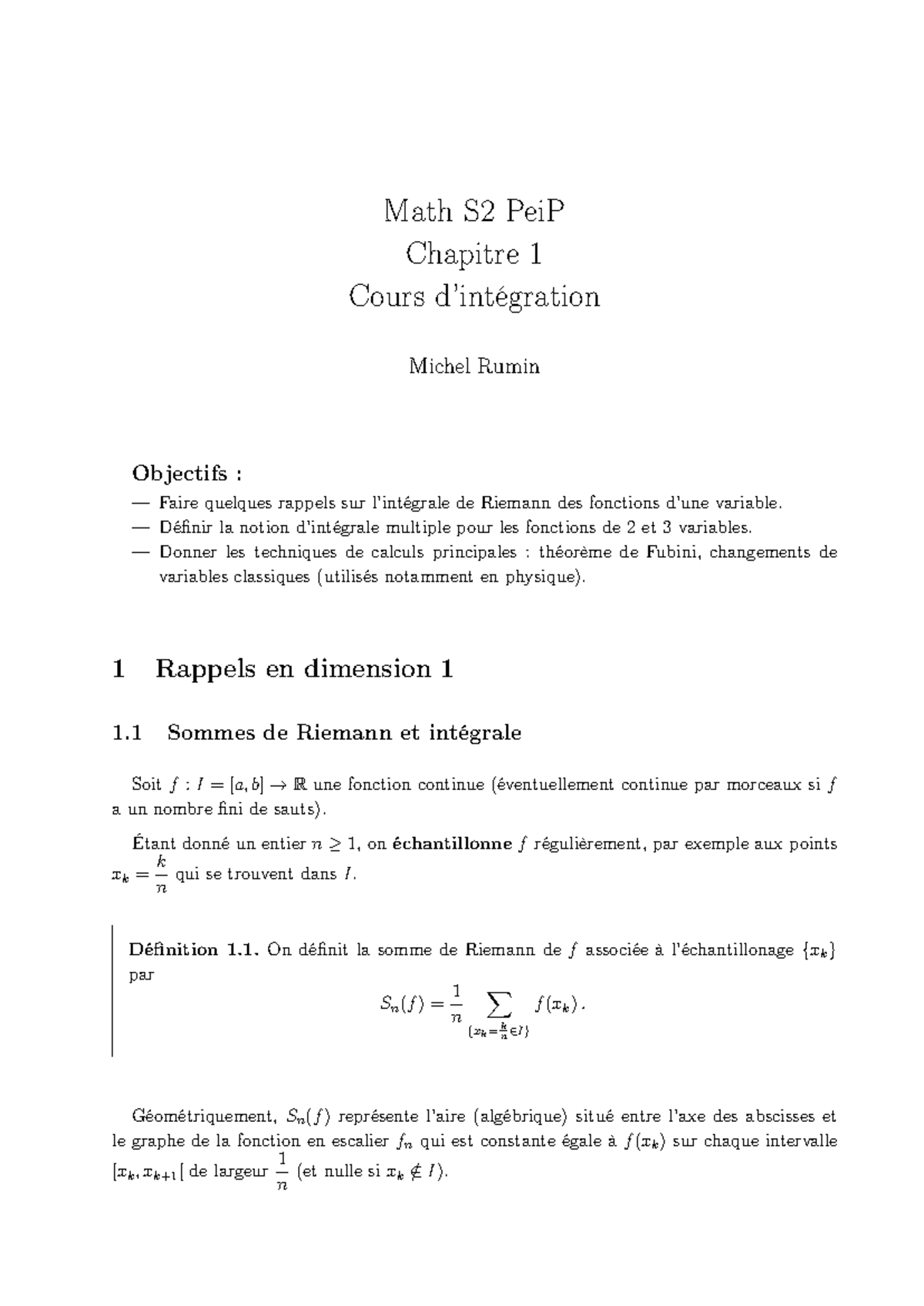 Cours intégrales multiples - Math S2 PeiP Chapitre 1 Cours d ...