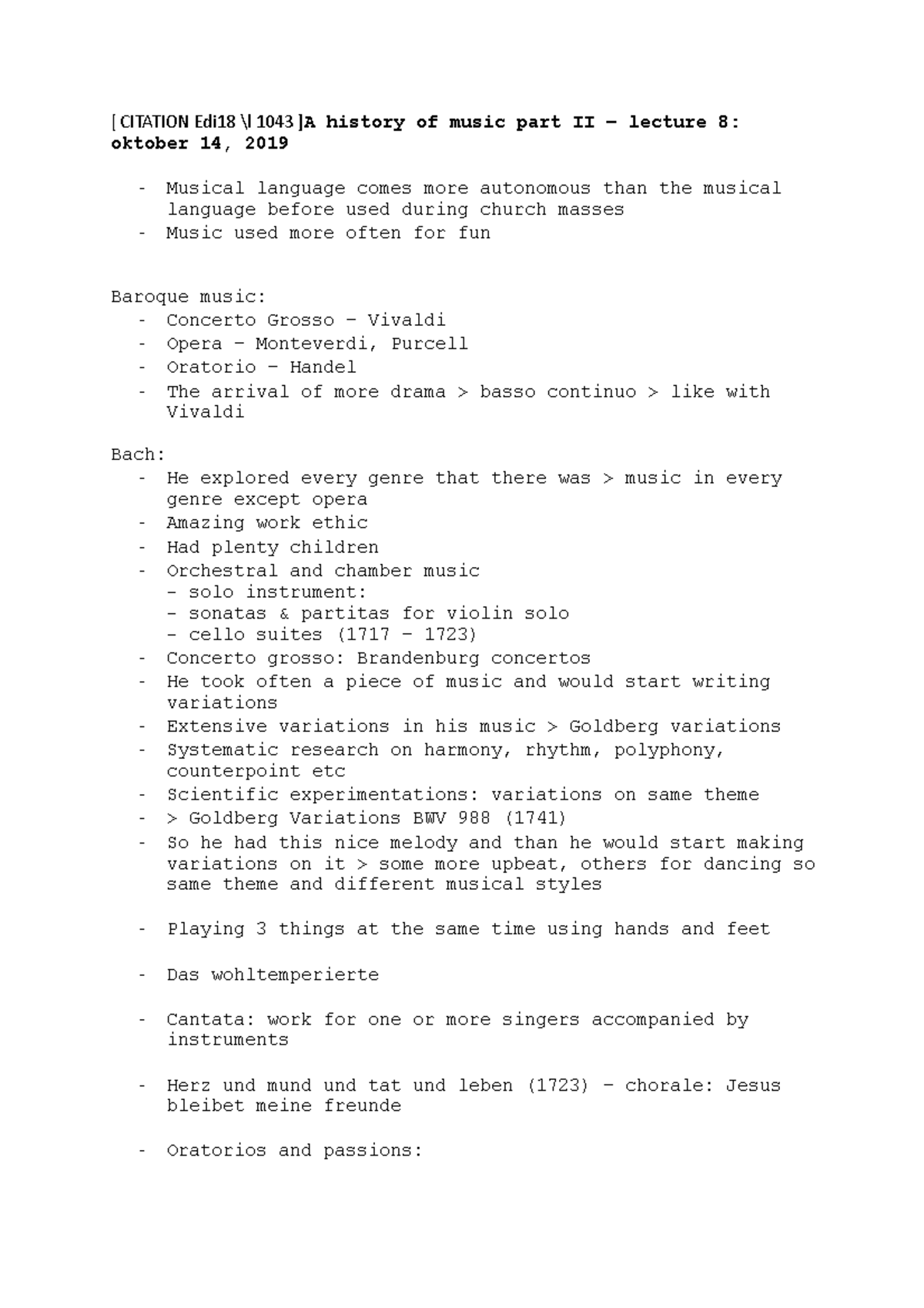 A history of music part II-1 - History of Arts and Culture - EUR ...