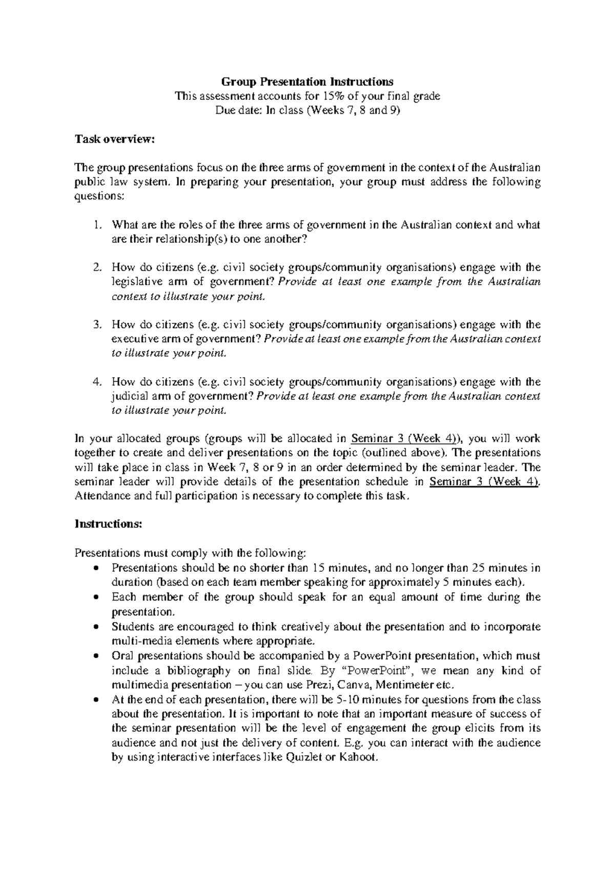 Group Presentation Instructions final 2024 - Group Presentation Instructions This assessment ...