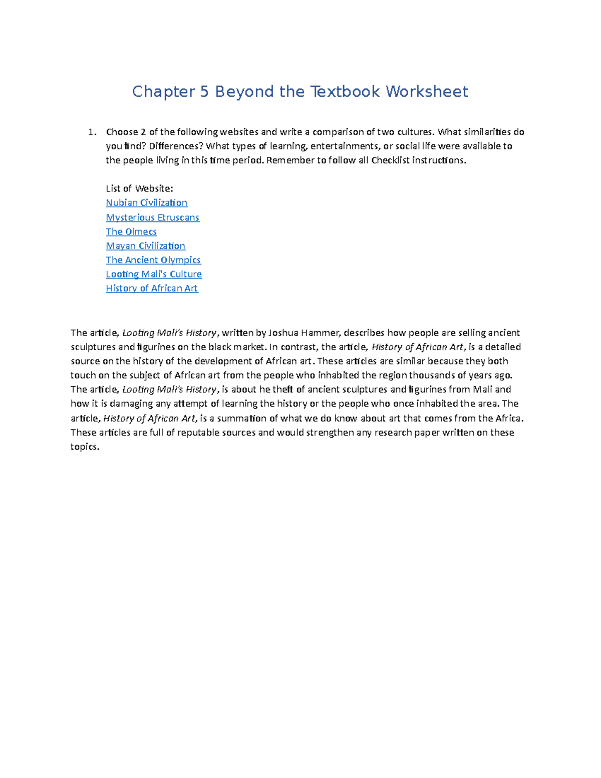 Chapter 5 Beyond the Textbook worksheet - Chapter 5 Beyond the Textbook ...