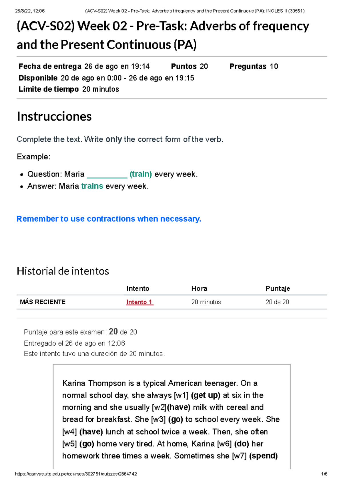 (ACV-S02) Week 02 - Pre-Task Adverbs of frequency and the Present Continuous (PA) Ingles II ...