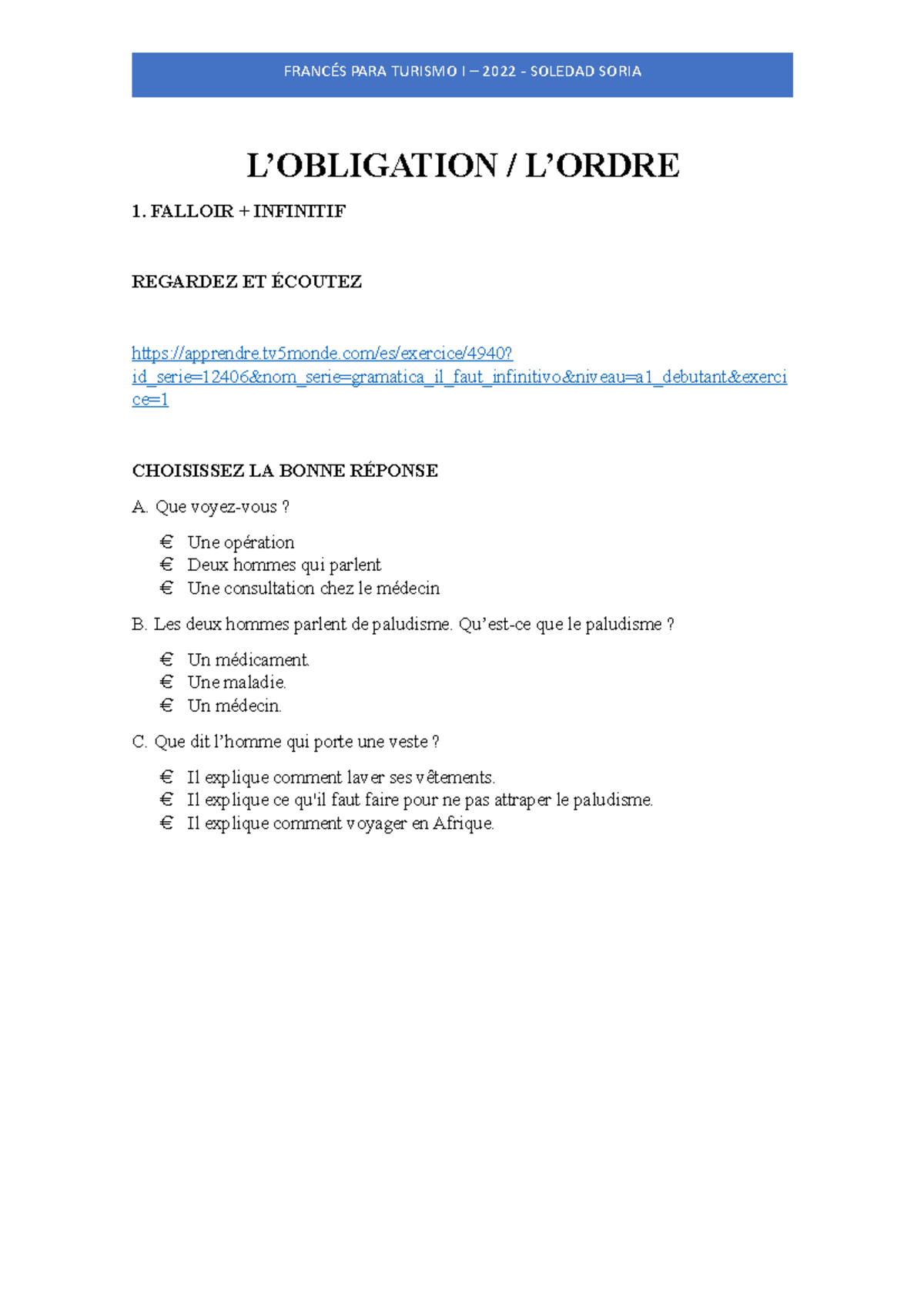 L' Obligation Falloir ET Devoir - É Tudiants - L’OBLIGATION / L’ORDRE 1 ...