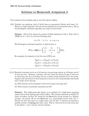 315-HW6 sol - fall 2015 homework 6 solutions - IEMS 315: Stochastic Models and Simulation ...