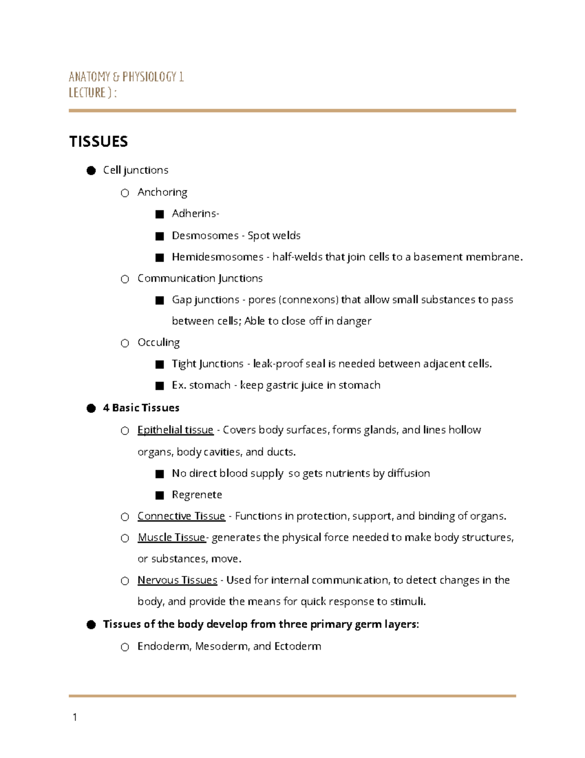 Lecture 4 - Anatomy And Physiology - ANATOMY & PHYSIOLOGY 1 LECTURE ...