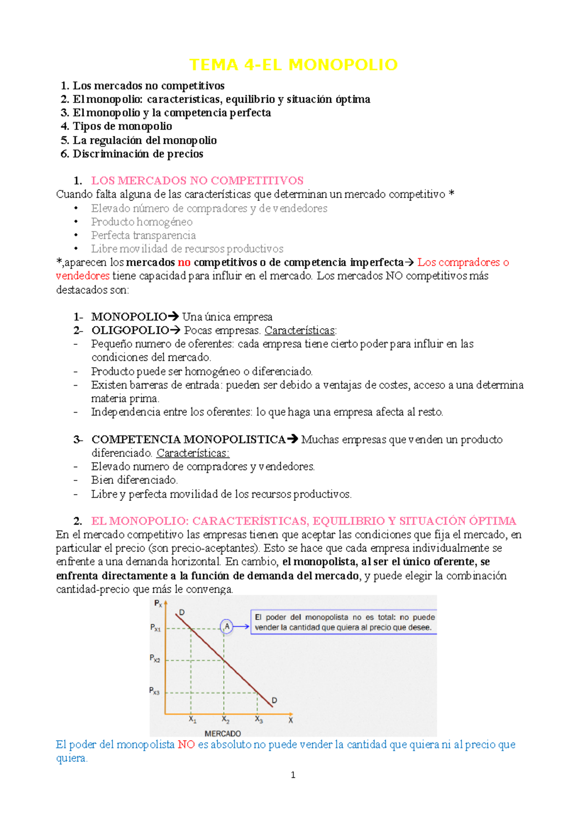 El monopolio Tema-4 - TEMA 4-EL MONOPOLIO 1. Los mercados no competitivos 2. El monopolio: - Studocu