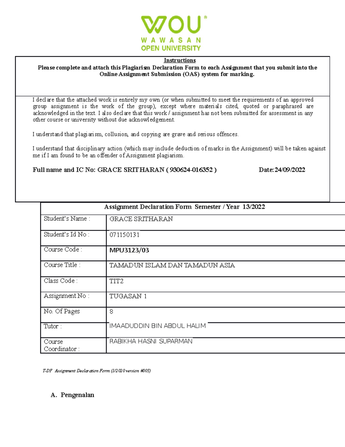 TIT2-3C 071150131 TMA1 - Instructions Please complete and attach this ...