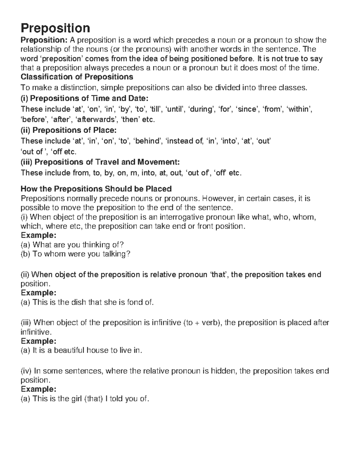 Preposition Notes - A book - Preposition Preposition: A preposition is ...