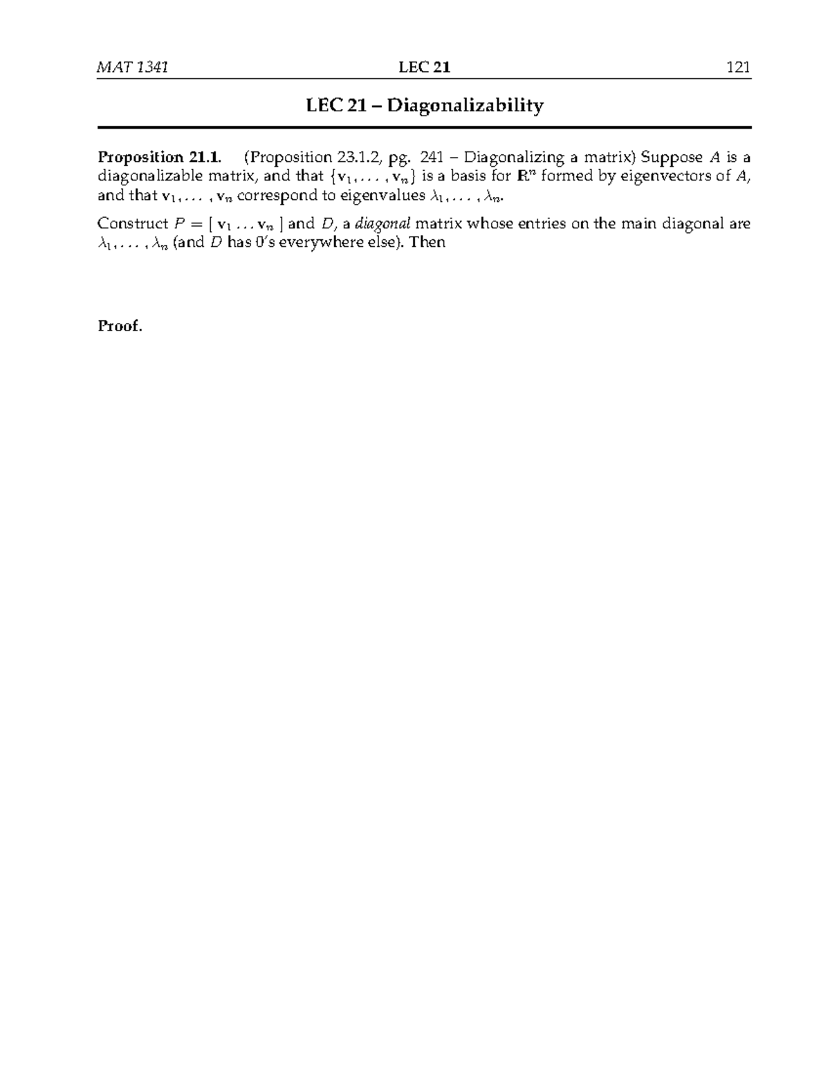 MAT 1341 Lecture 21 - lec 21 - MAT 1341 LEC 21 121 LEC 21 ...