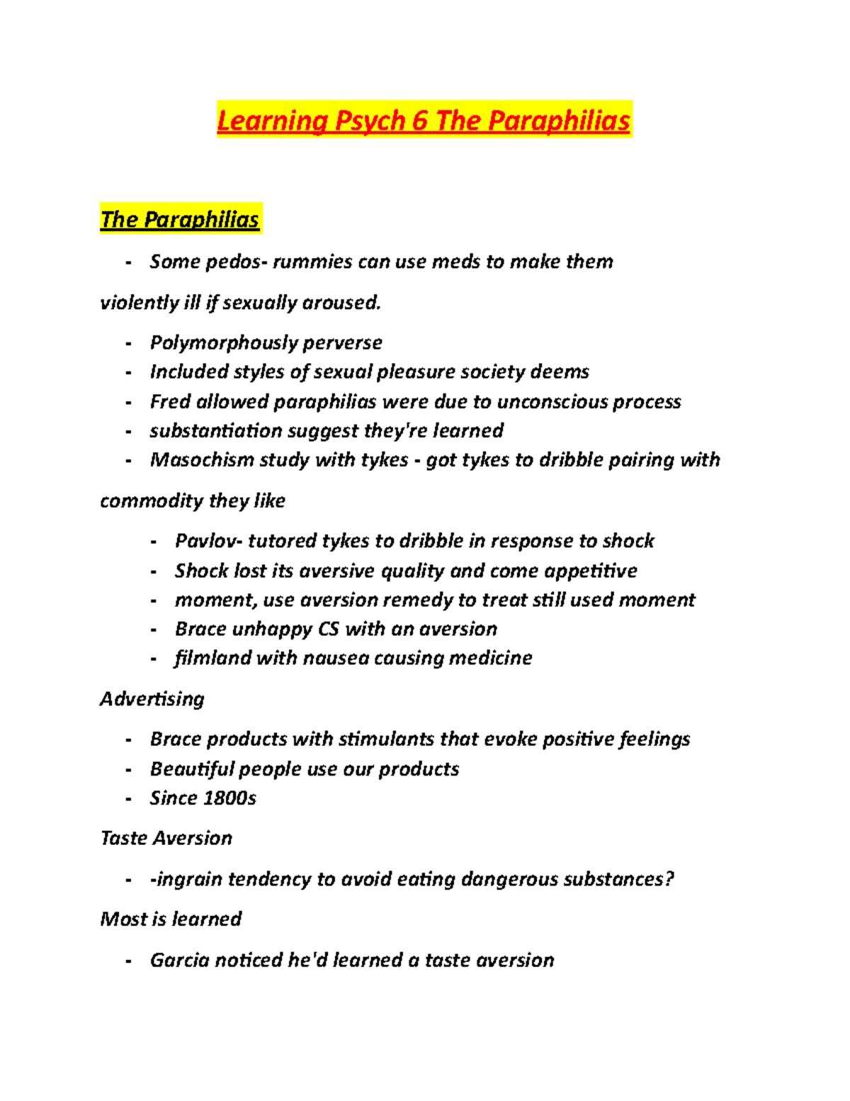 Learning Psych 6 The Paraphilias - Learning Psych 6 The Paraphilias The ...