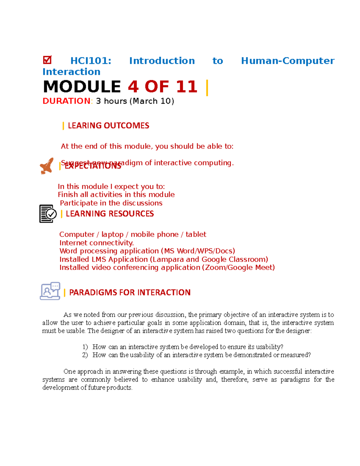 Module-4 Paradigms-FOR- Interaction - HCI101: Introduction to Human-Computer Interaction MODULE ...