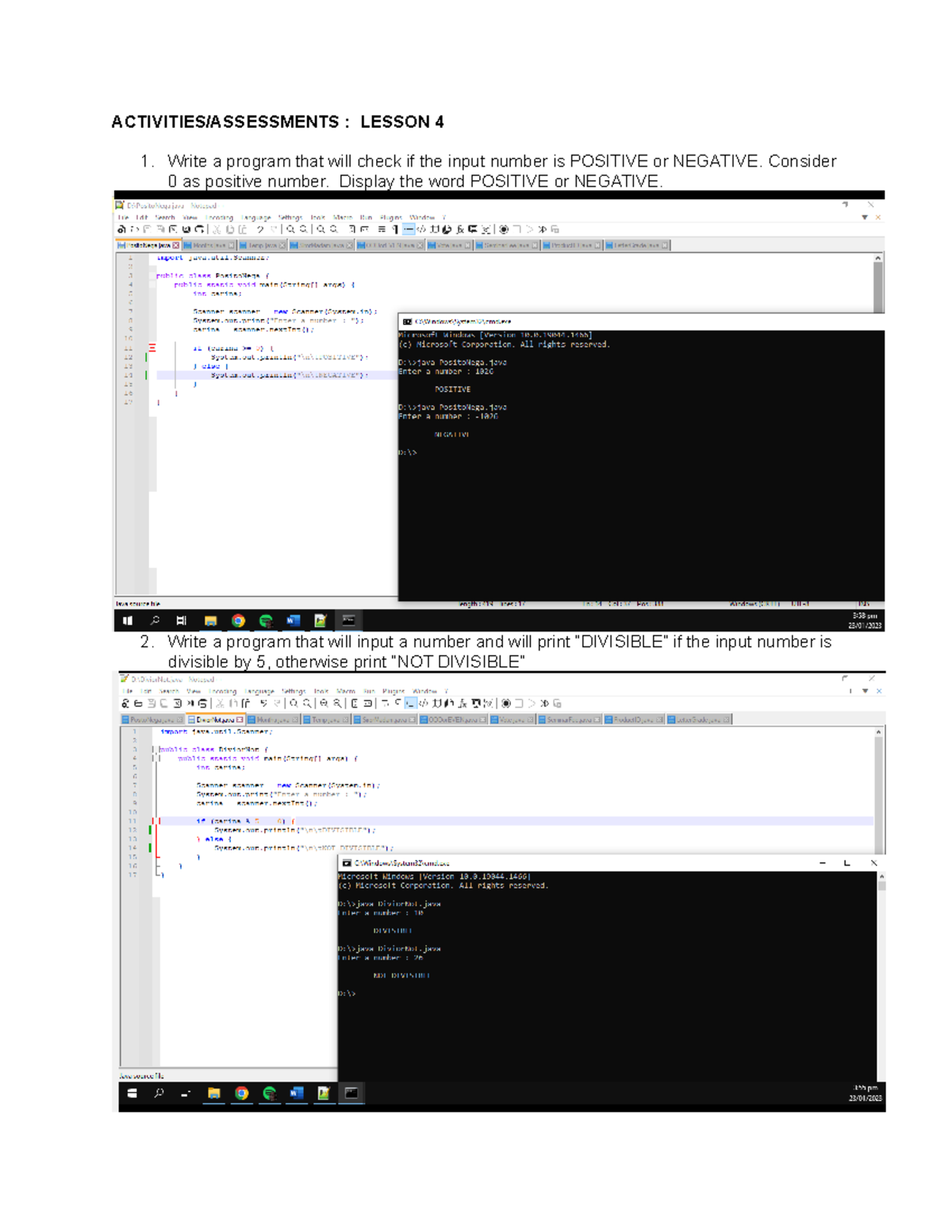 Activities- Module 4 - ict - ACTIVITIES/ASSESSMENTS : LESSON 4 Write a ...