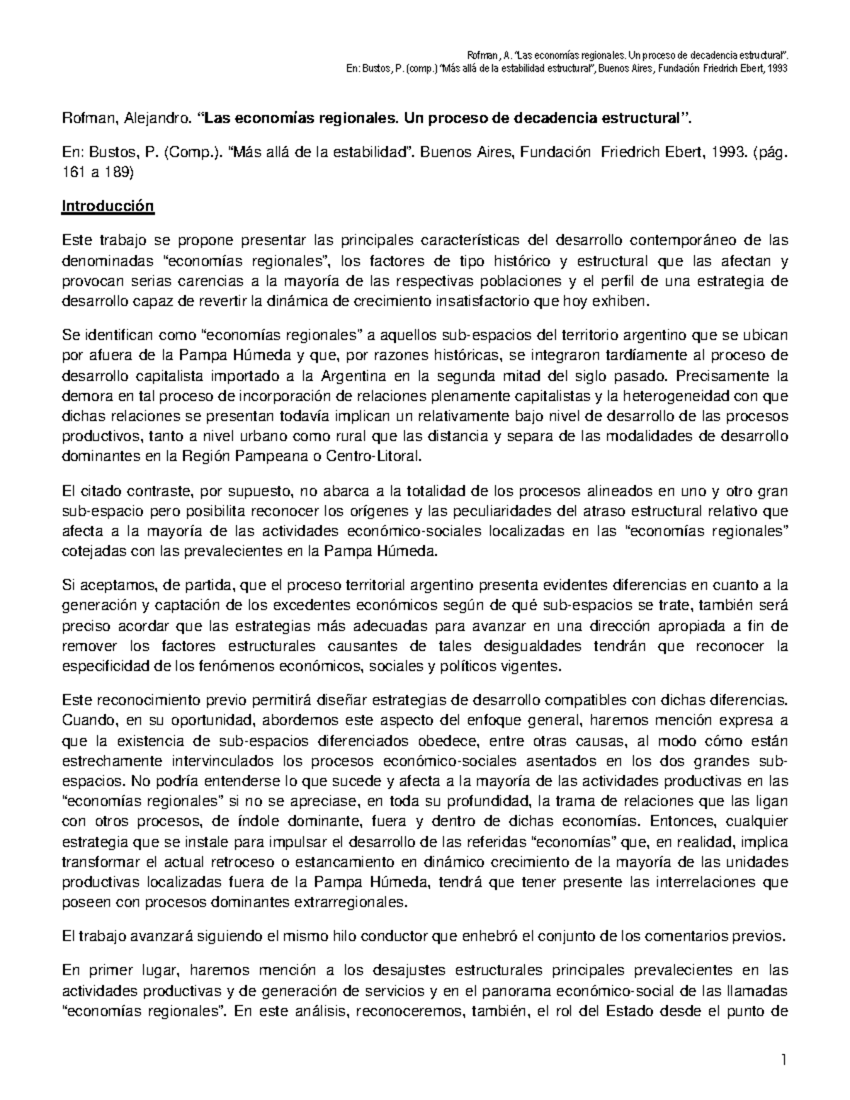 Rofman A - Roffman romero - !" " # - Studocu